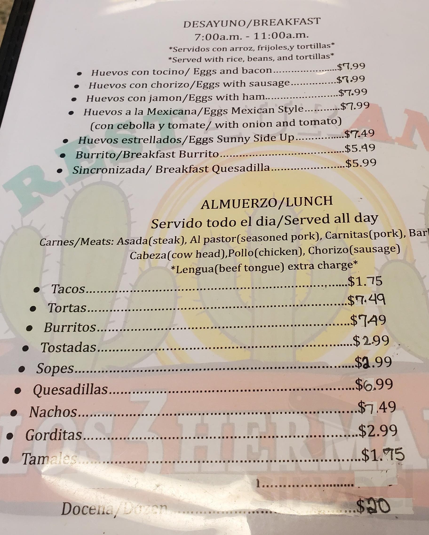 Restaurante Los 3 Hermanos menus in Davenport, Florida, United States