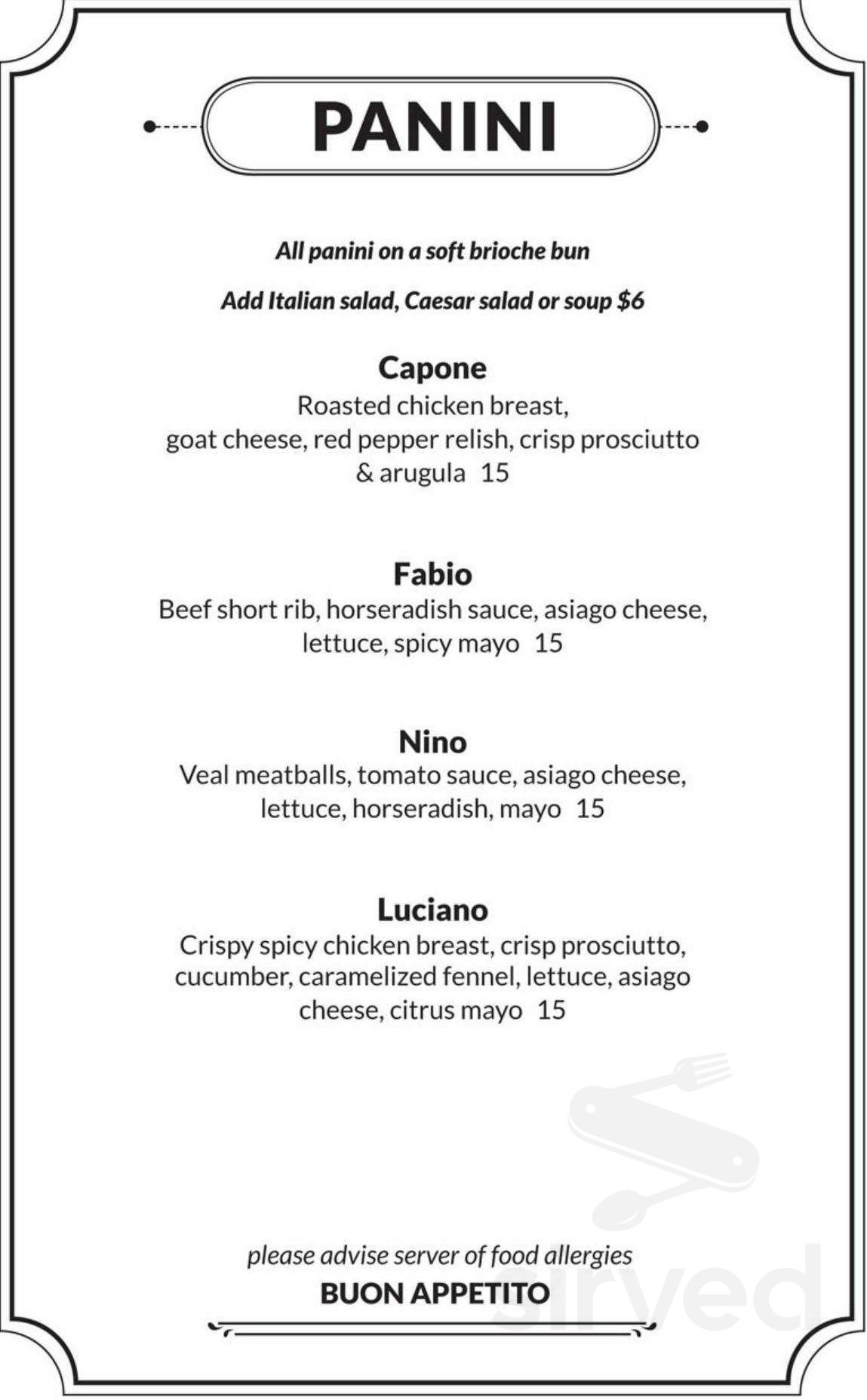 Casa Domenico menu in Kingston, Ontario, Canada