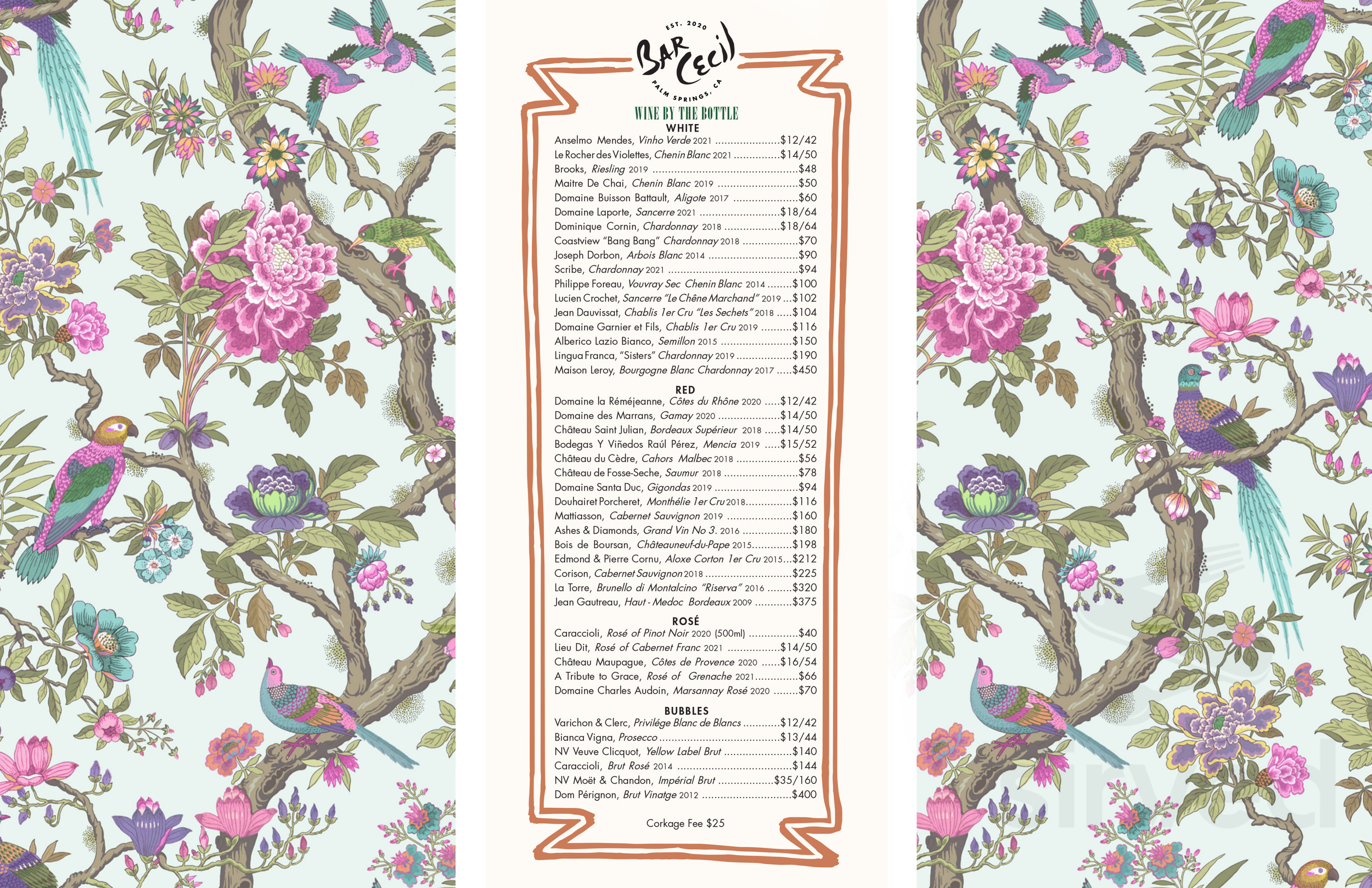 Menu for Bar Cecil in Palm Springs, CA | Sirved