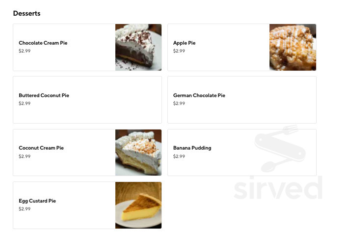 K&W Cafeteria menu in Raleigh, North Carolina, USA