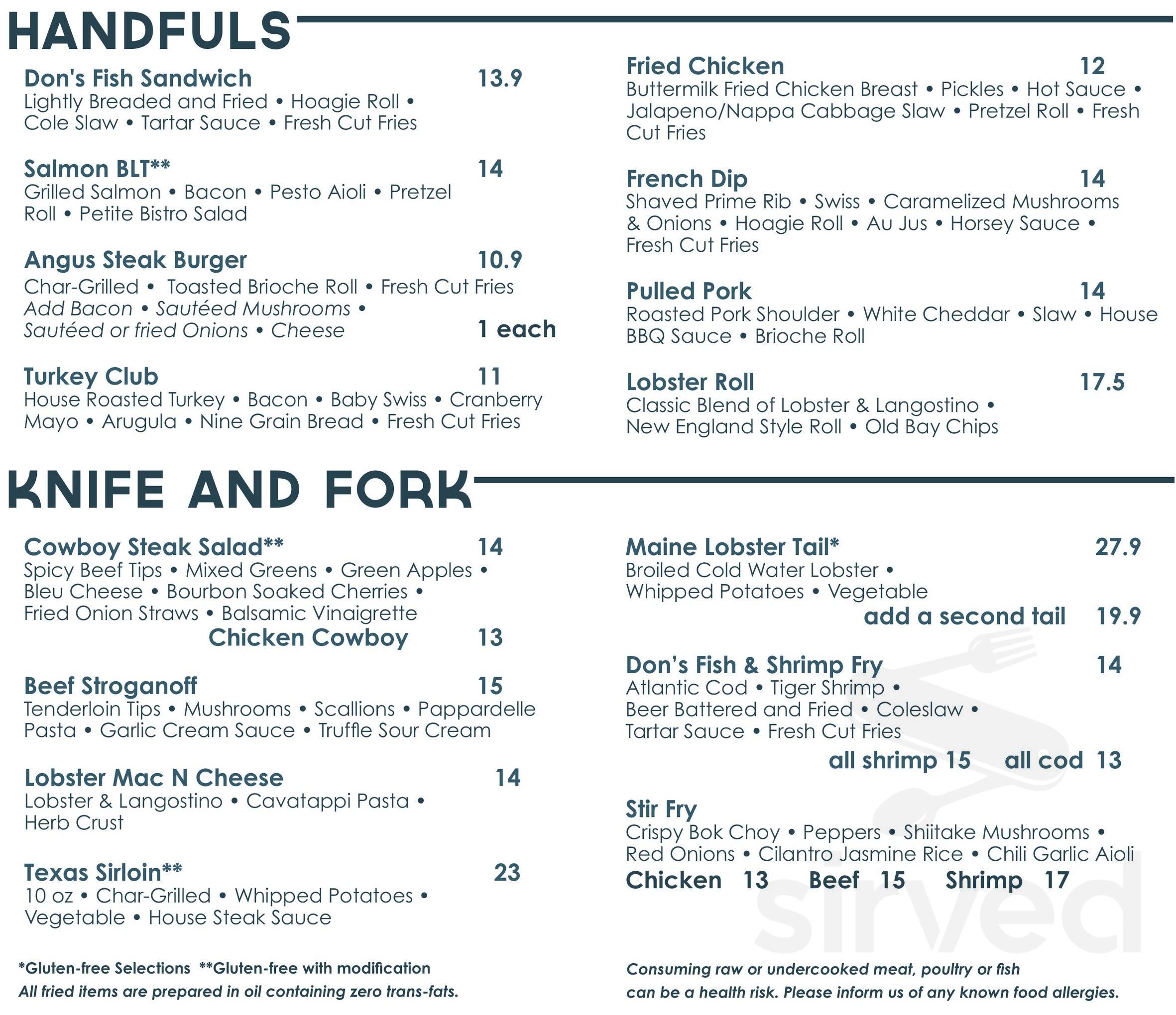 Don's Lighthouse Grille menu in Cleveland, Ohio, USA