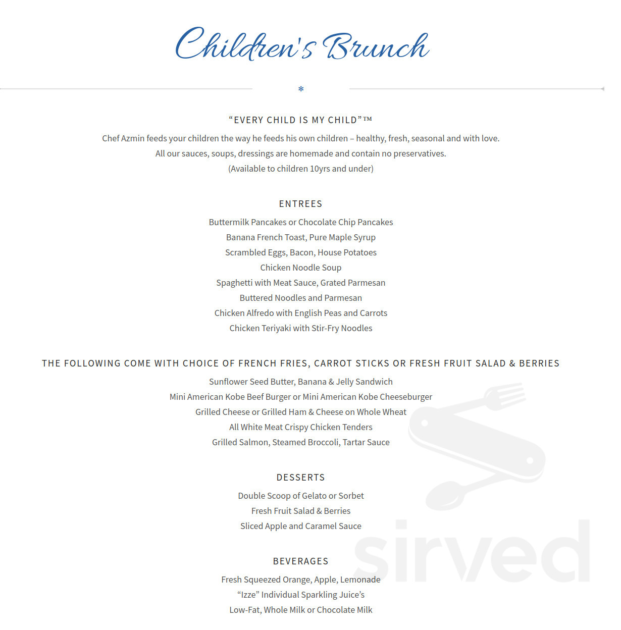 Sapphire menu in Laguna Beach, California, USA