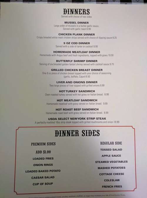 The Inn Restaurant & Bar menu in Kittanning, Pennsylvania, USA