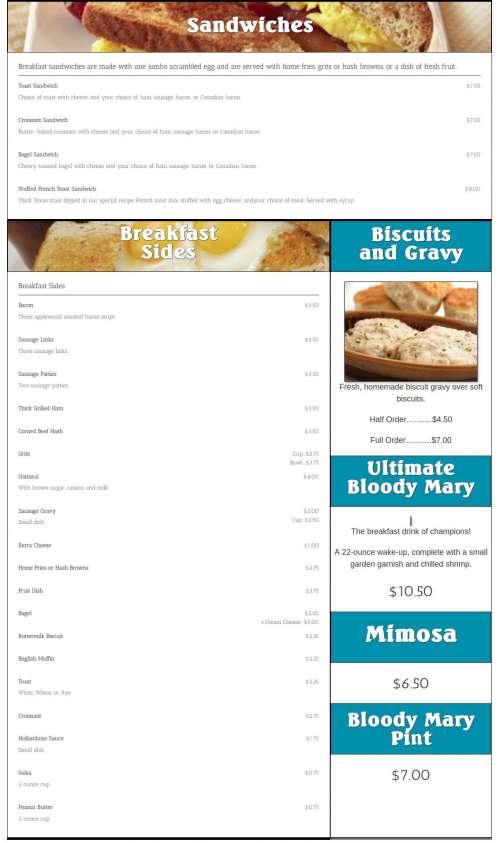 Alfie's Restaurant menu in Ormond Beach, Florida, USA