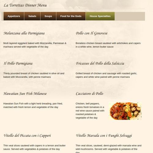 La Torretta Ristorante menu in Scottsdale, Arizona, USA