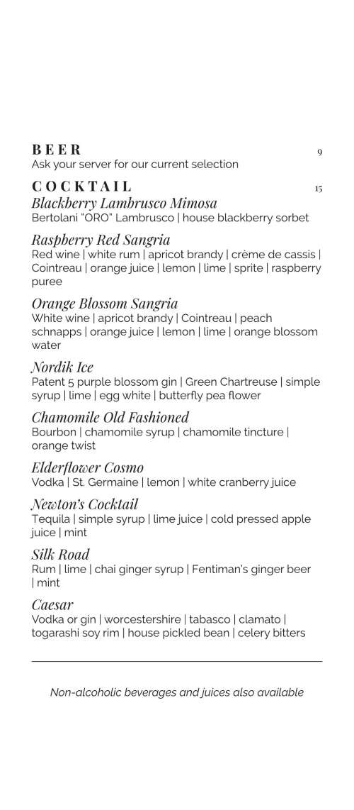 Thermëa by Nordik Spa-Nature menu in Winnipeg, Manitoba, Canada