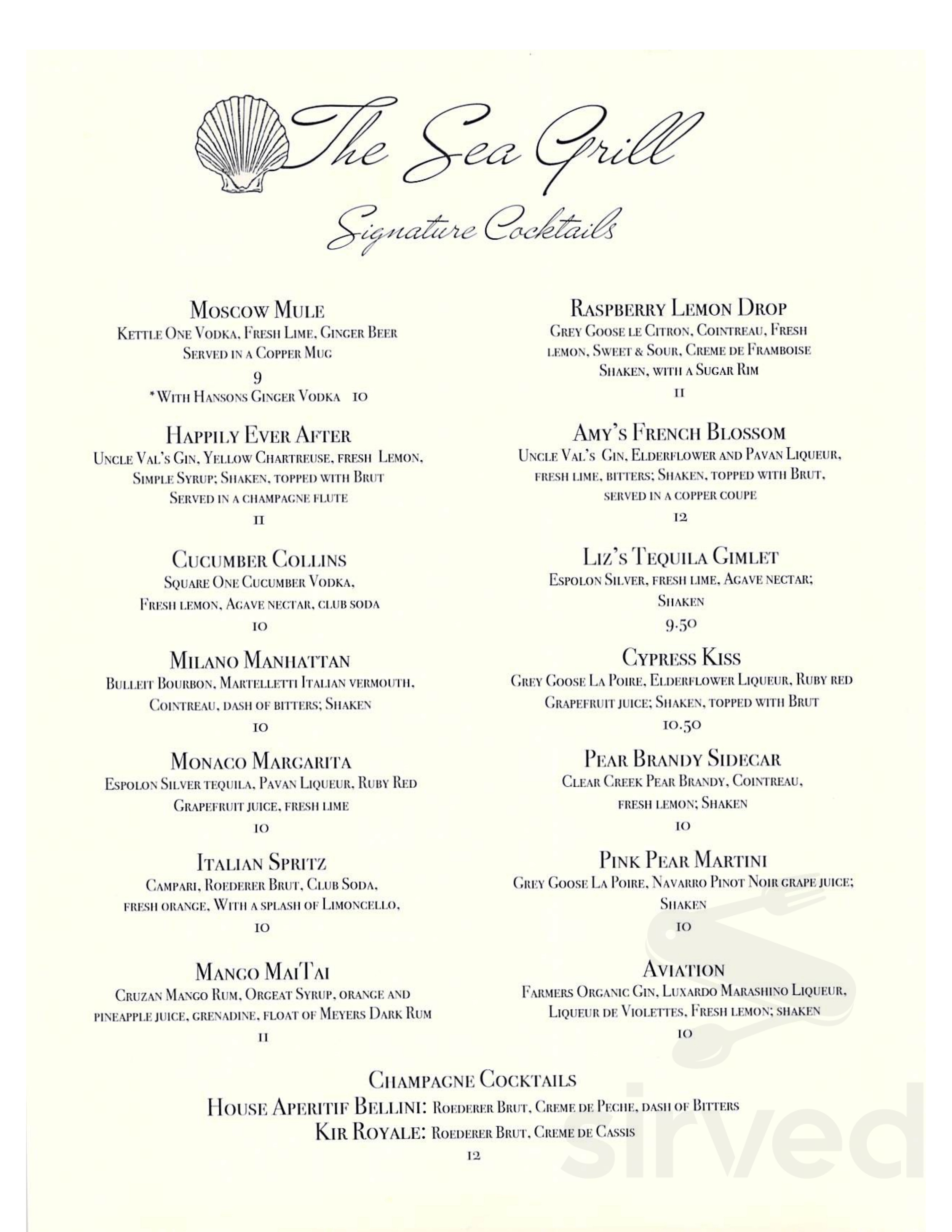 Sea Grill menu in Eureka, California, USA