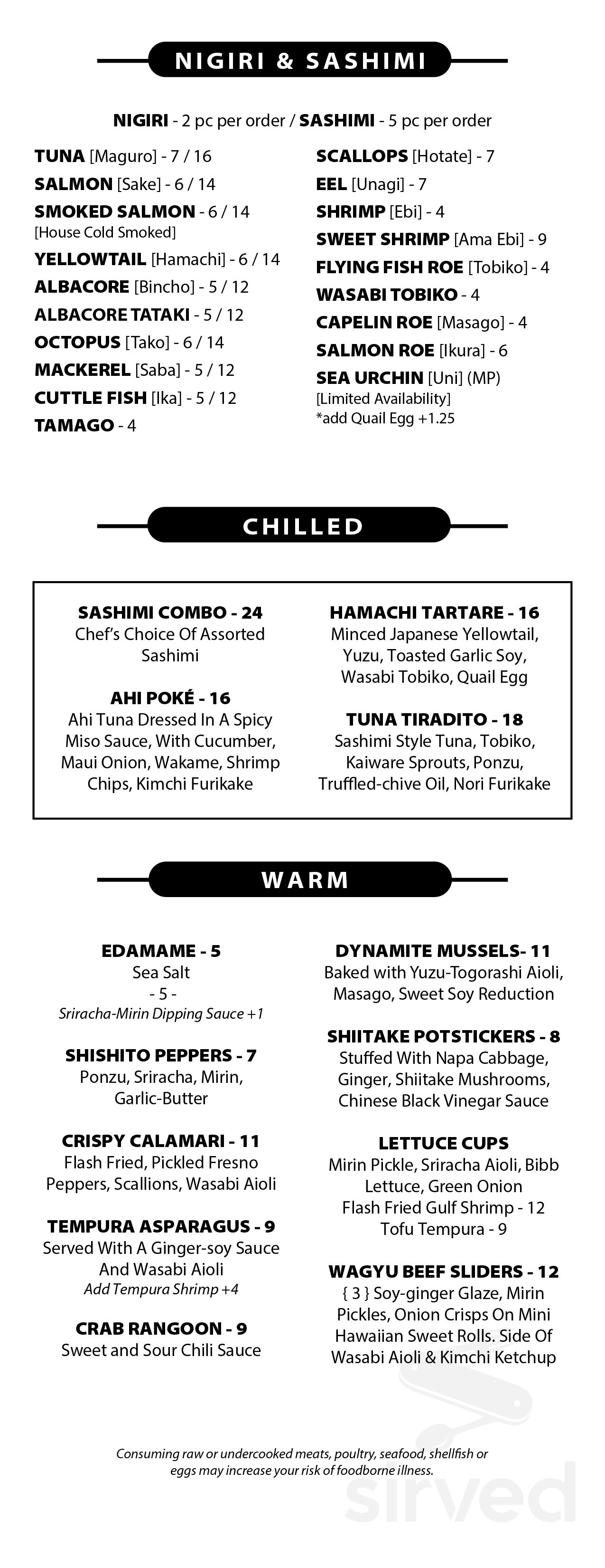 Menu - St. Louis MO's BaiKu Sushi Lounge | Sirved