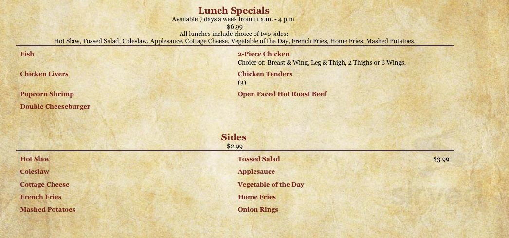 Lake Nina Restaurant menu in Cincinnati, Ohio, USA