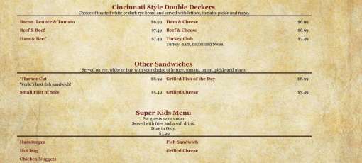 Menu for Lake Nina Restaurant in Cincinnati, OH | Sirved