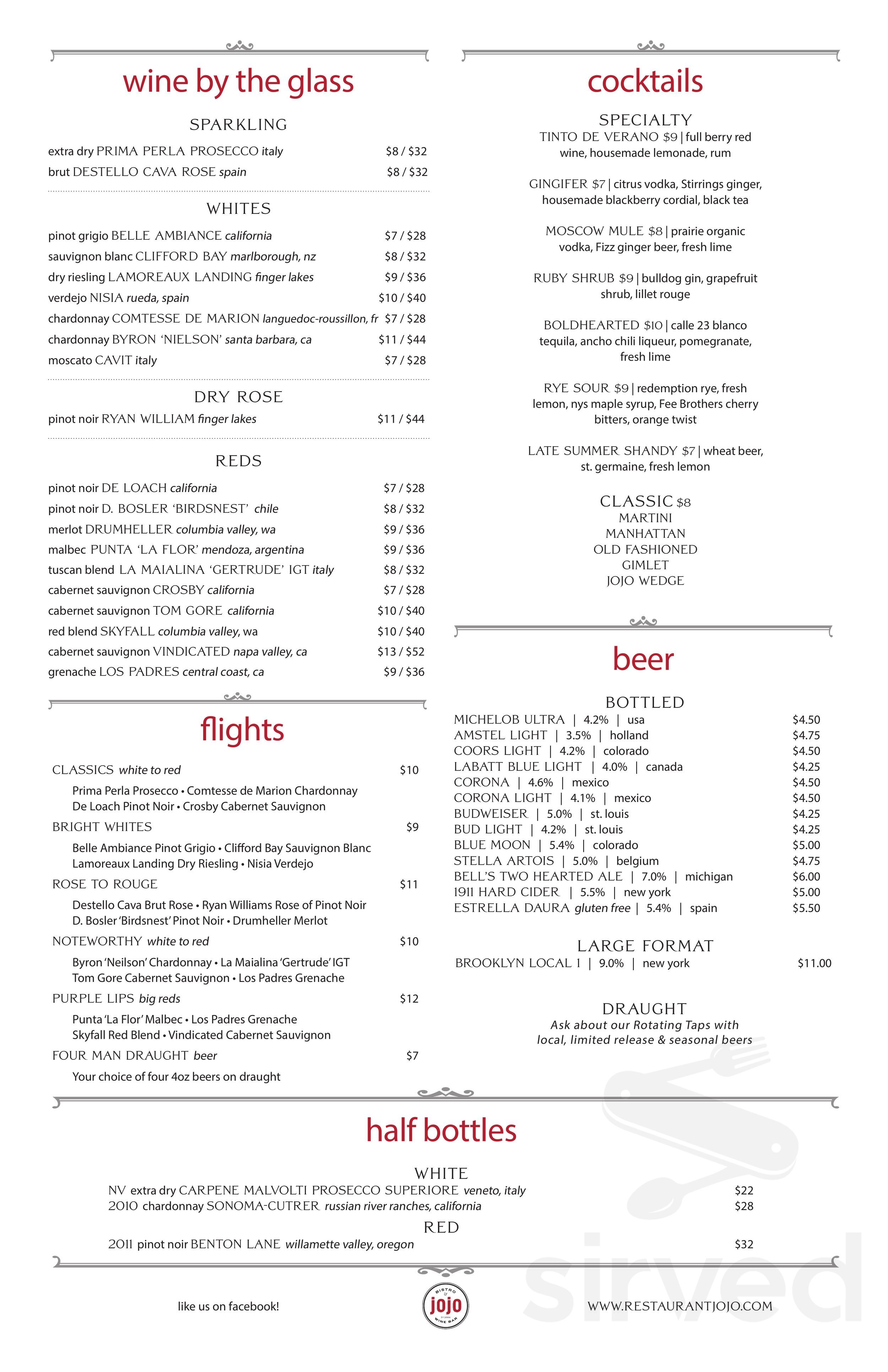 jojo Bistro & Wine Bar - Webster menus in Webster, New York, United States