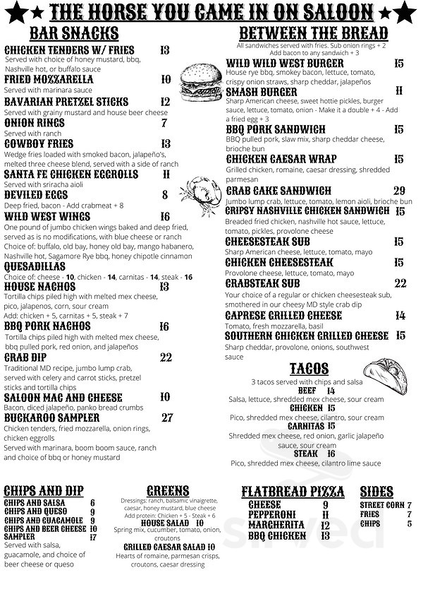 The Horse You Came In On Saloon menu in Baltimore, Maryland, USA