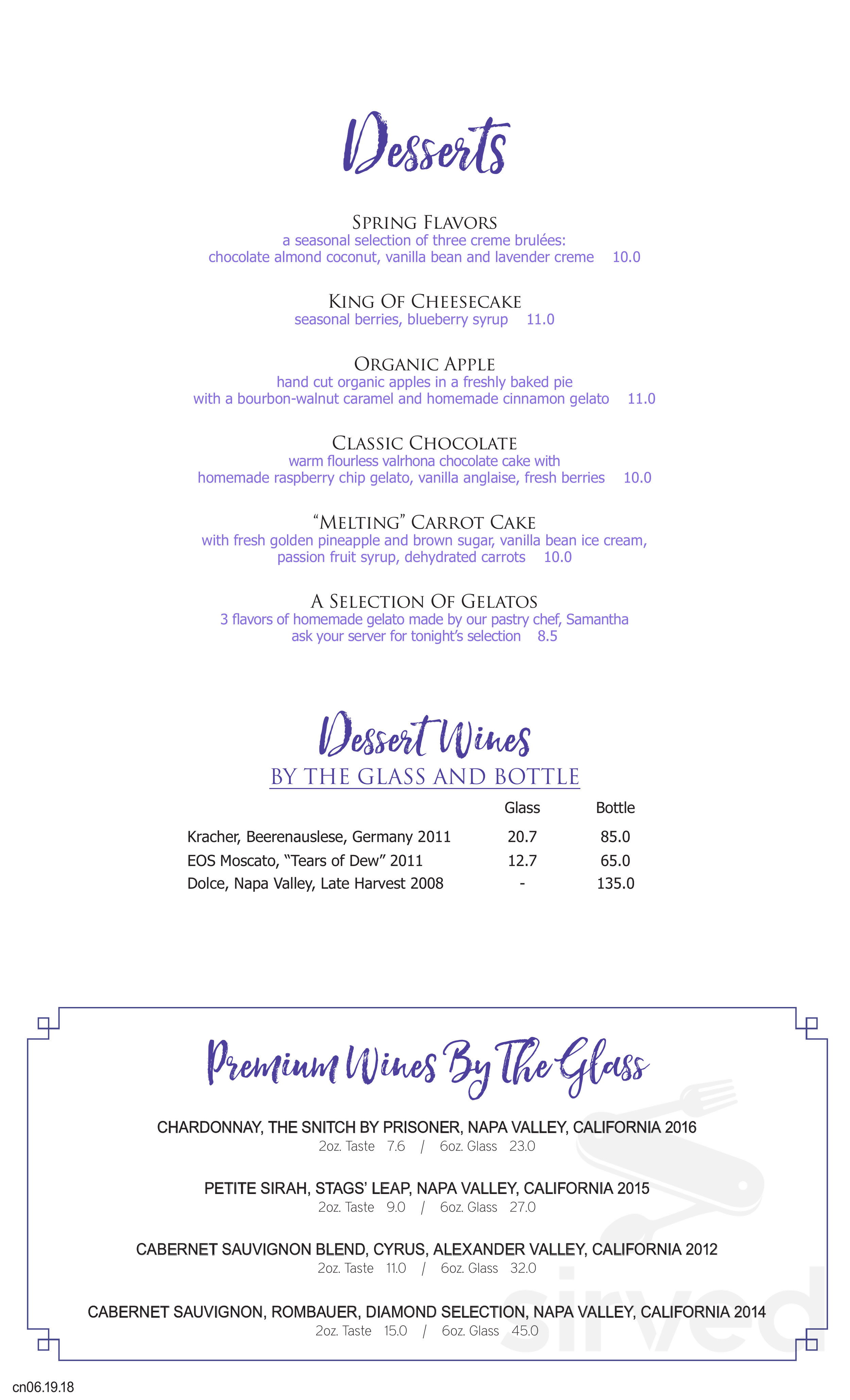 Chops City Grill menu in Naples, Florida, USA