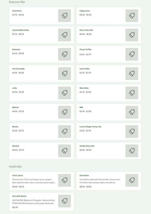 Cafe Fresco menu in Los Angeles, California, USA