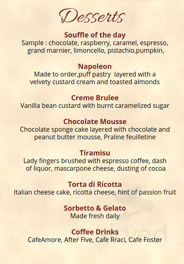 Menu for Rraci's in Brewster, NY | Sirved
