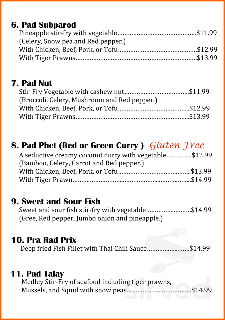 Vientiane Restaurant menu in Winnipeg, Manitoba, Canada