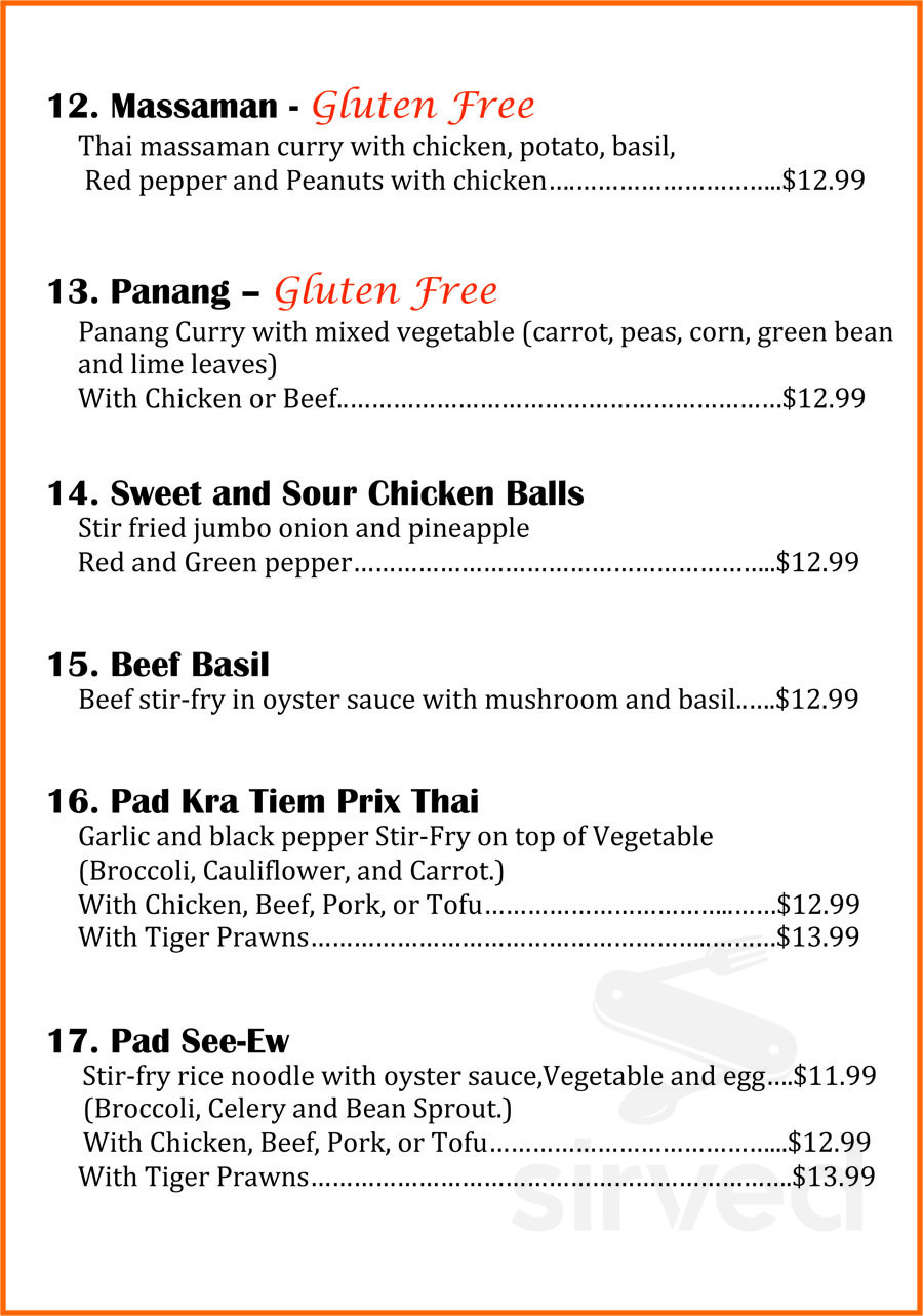 Vientiane Restaurant menu in Winnipeg, Manitoba, Canada