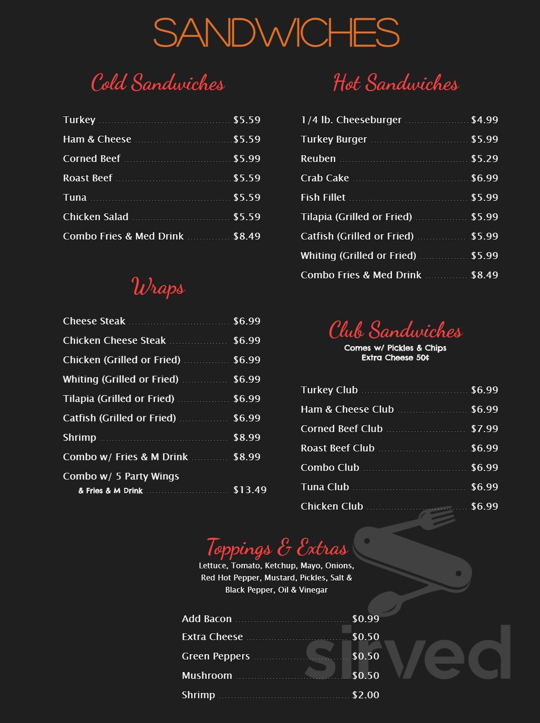 Kimmy's Restaurant & Carry Out menu in Baltimore, Maryland, USA