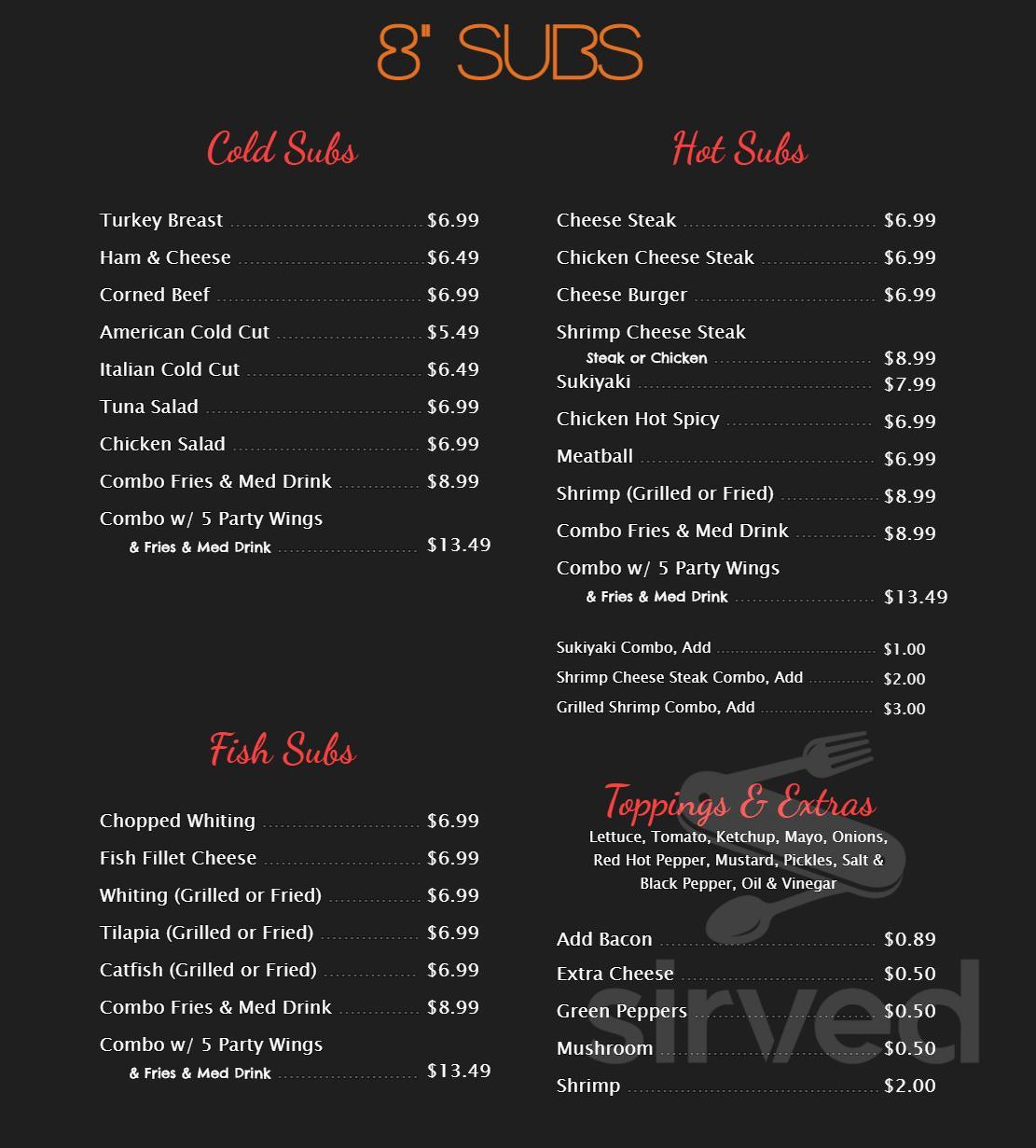 Kimmy's Restaurant & Carry Out menu in Baltimore, Maryland, USA