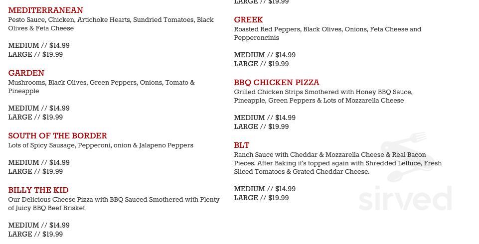 Pizza Gallery menu in Burien, Washington, USA