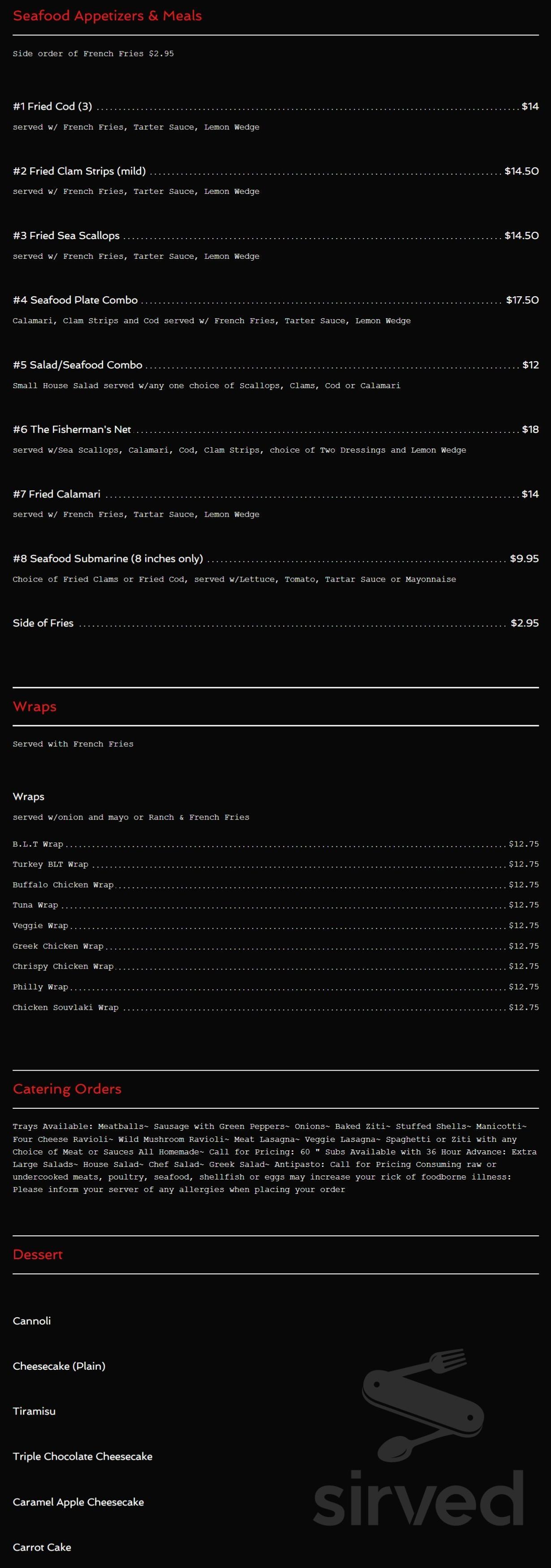Menu - Great Barrington MA's Manhattan Pizza Co | Sirved