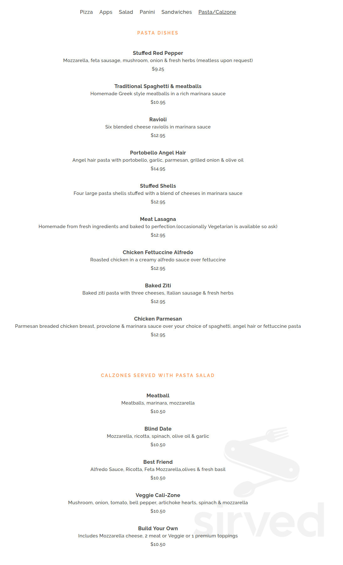 Menu - Idyllwild-Pine Cove CA's Idyllwild Pizza Company | Sirved