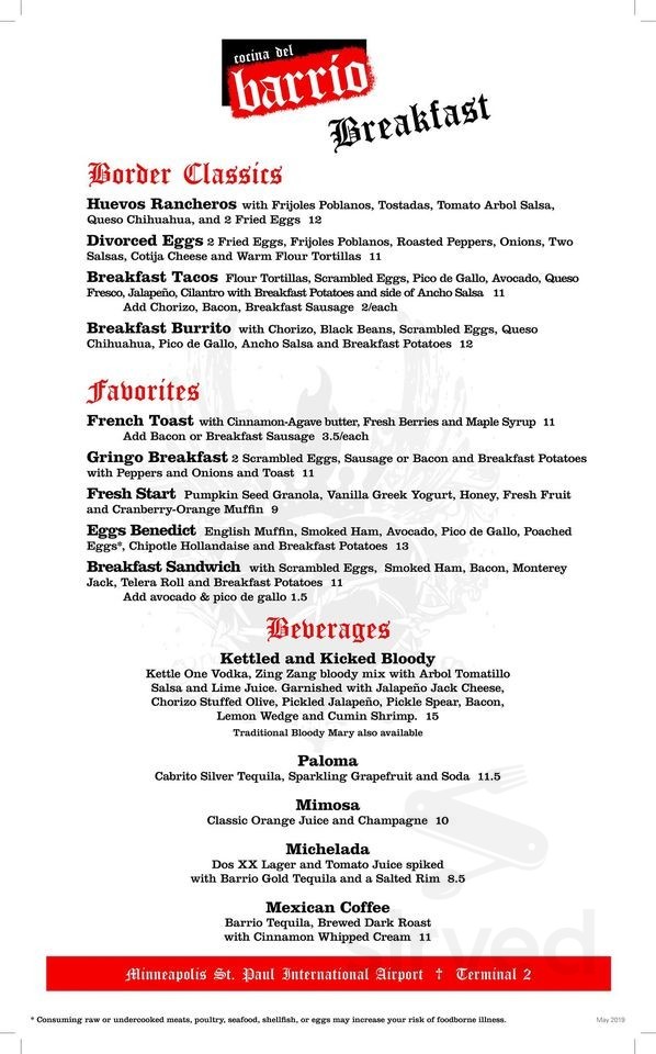 Menu - Minneapolis MN's Cocina del Barrio | Sirved