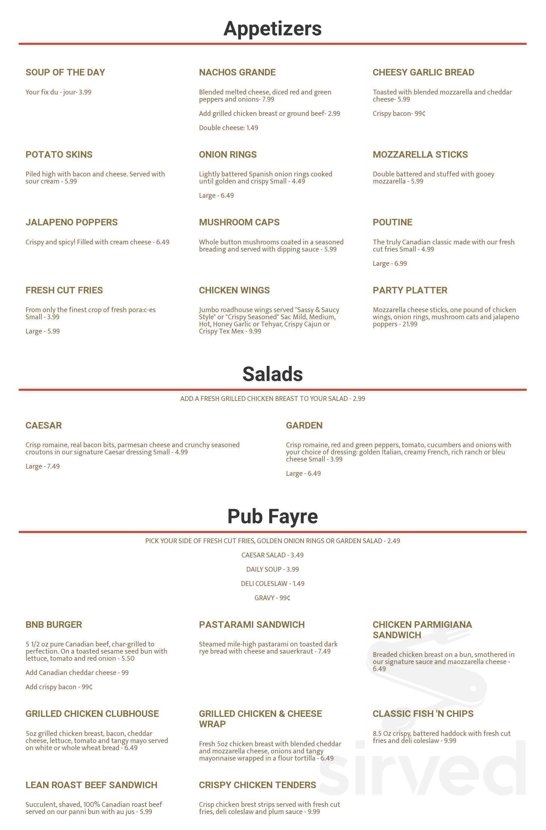 Menu for Beef 'N Bird in Greater Sudbury, ON | Sirved
