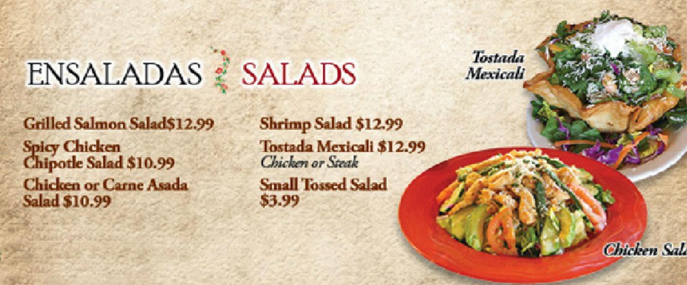 El Mexicali Cafe menu in Indio, California, USA