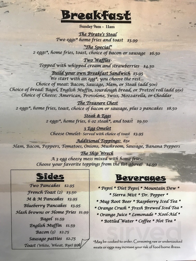 Pirates Cove Pub and Grill menu in Patton, Pennsylvania, USA