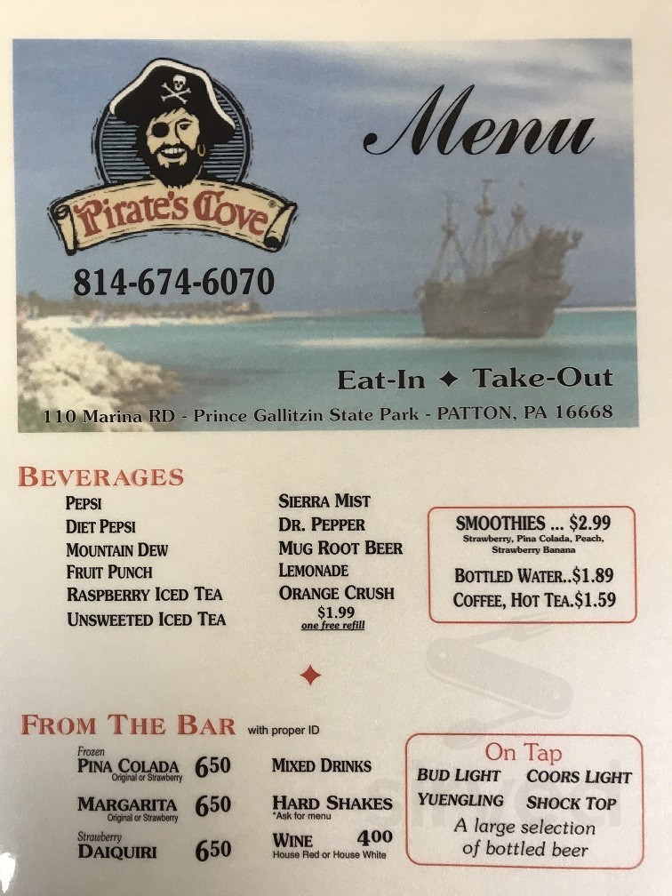 Pirates Cove Pub and Grill menu in Patton, Pennsylvania, USA
