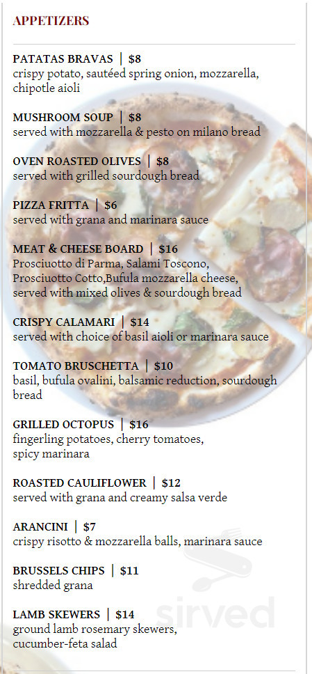 Pizzeria Orso menu in Falls Church, Virginia, USA