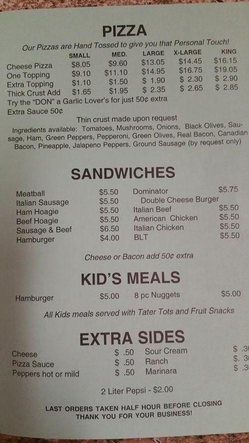 Squigi's Pizza of Griffith menu in Griffith, Indiana, USA