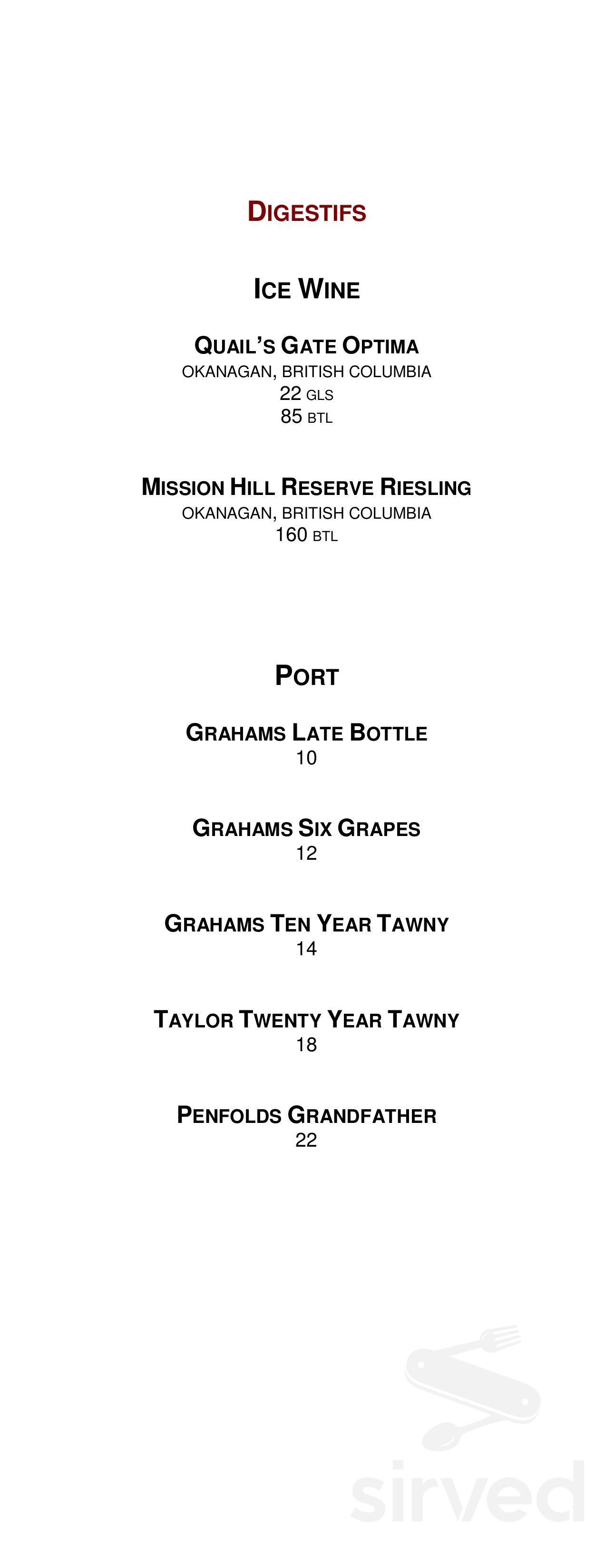 Menu - Richmond BC's Globe@YVR | Sirved