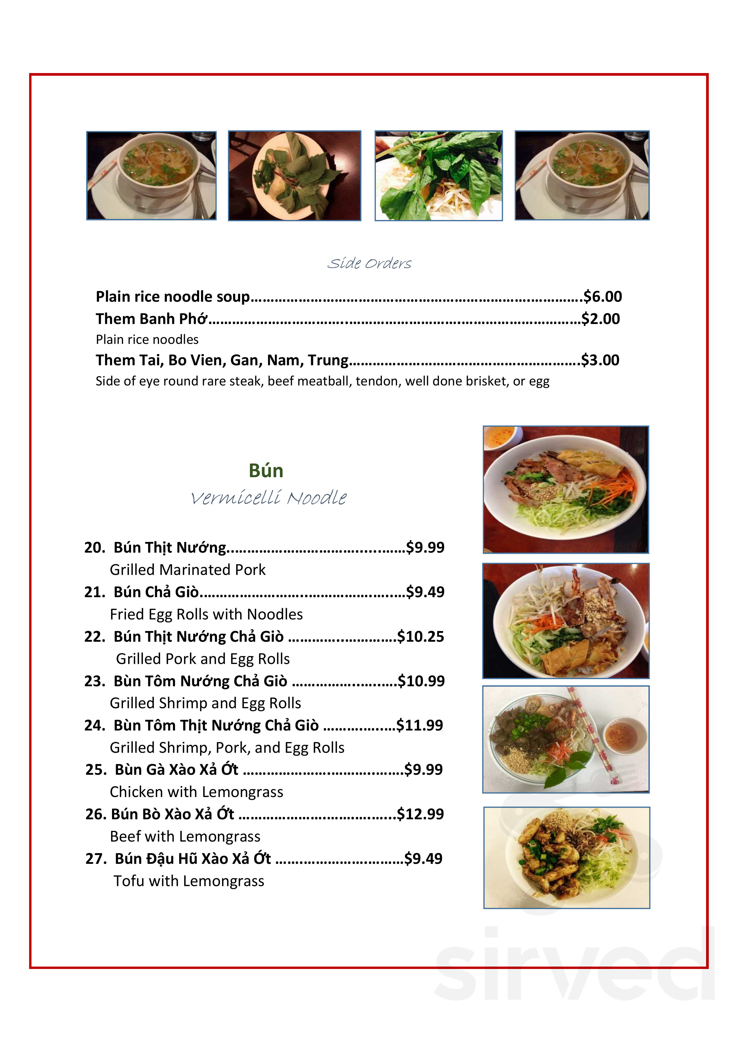 Pho Vinh Long menu in South Charleston, West Virginia, USA