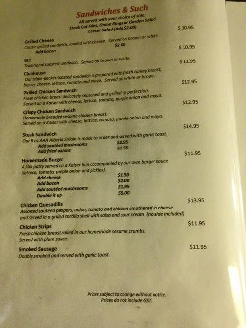 Mug Shotz Sports Bar & Grill menu in Calgary, Alberta, Canada