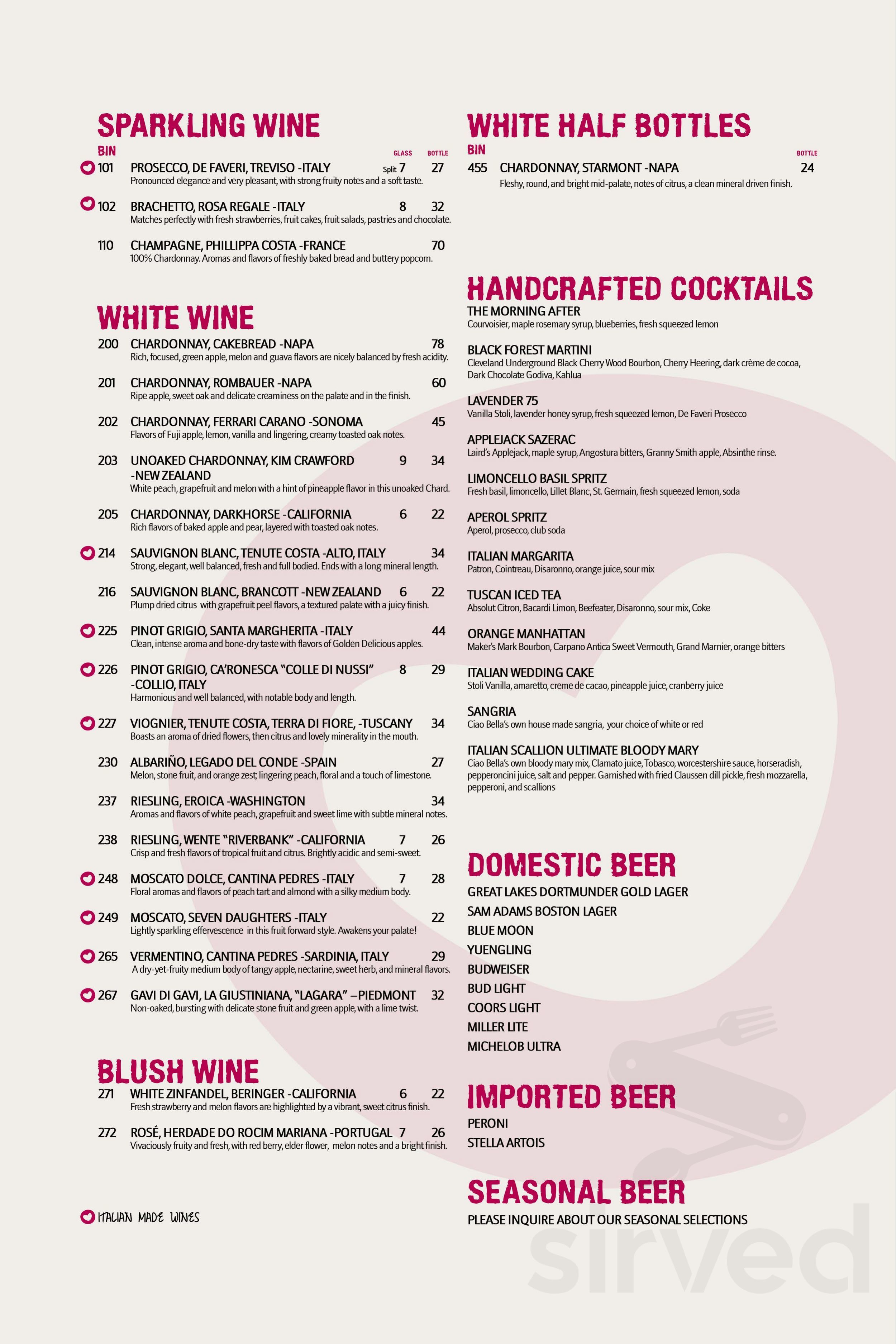 Ciao Bella menus in Port Clinton, Ohio, United States