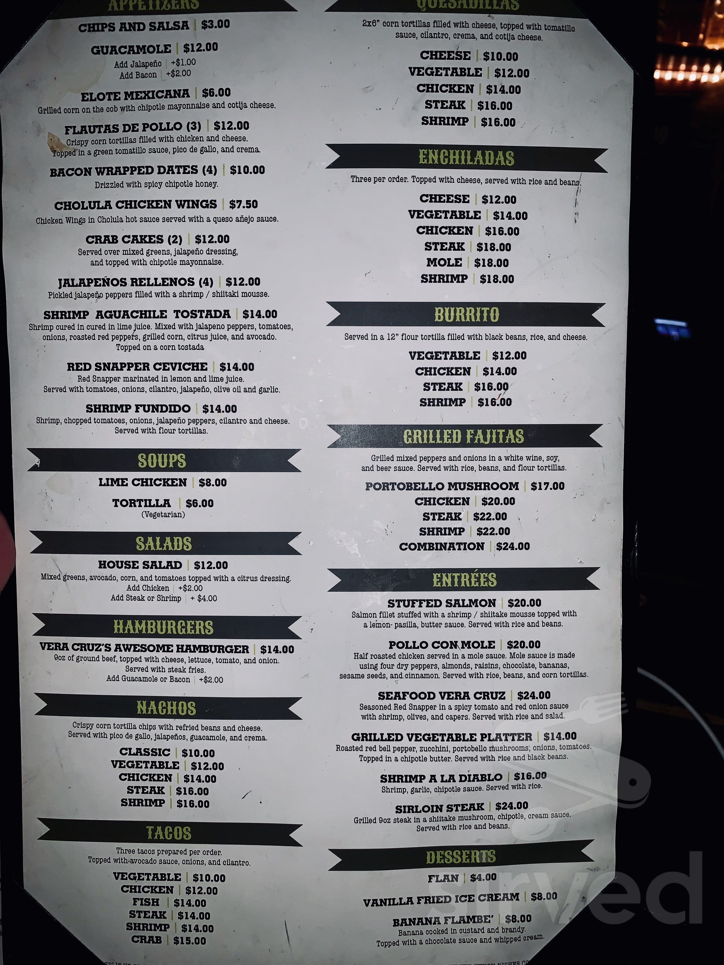 VeraCruz menu in Brooklyn, New York, USA