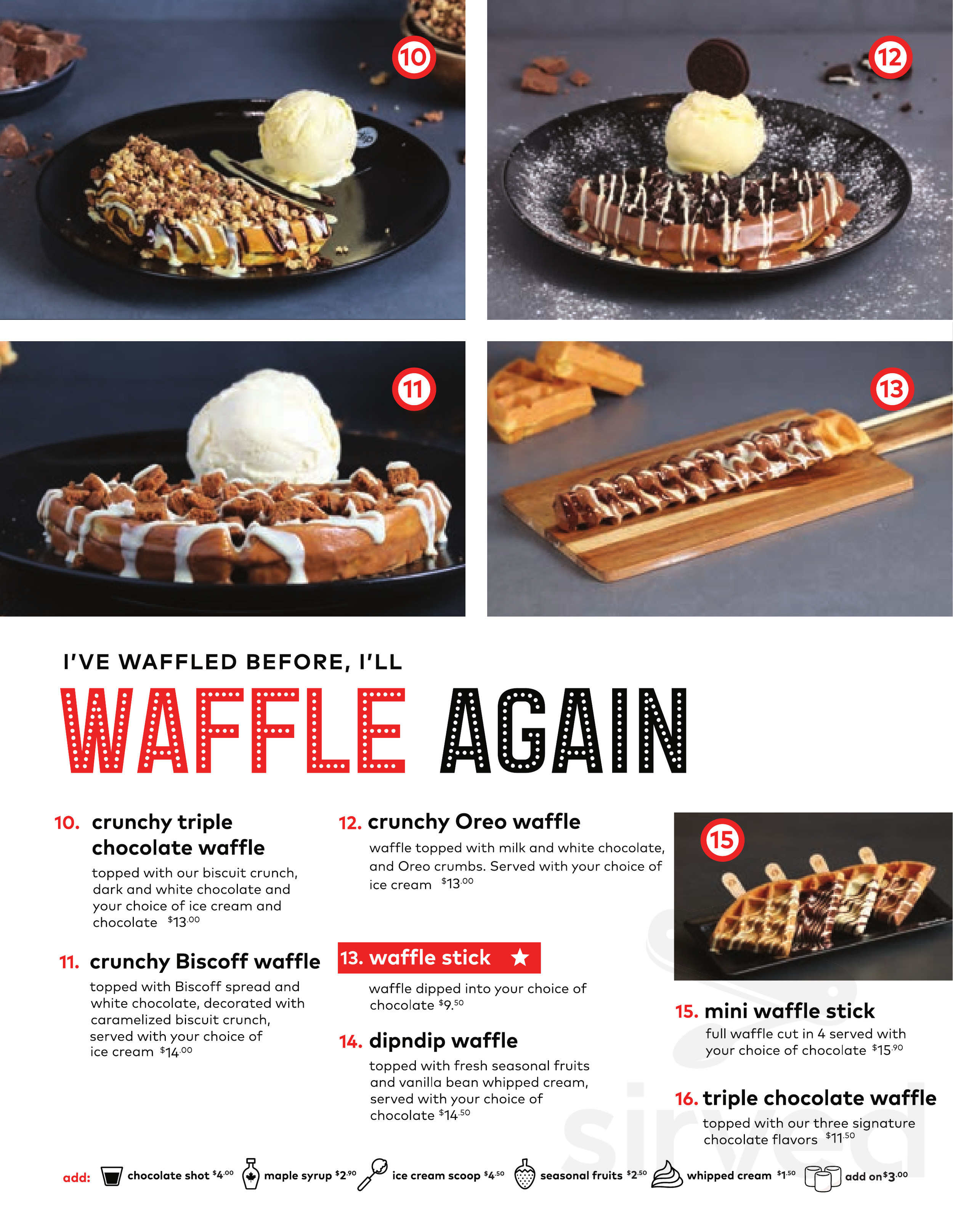 dipndip Chocolate Café menu in Burlington, Ontario, Canada