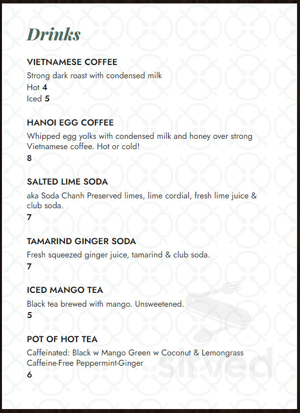 Hanoi House menu in New York, New York, USA