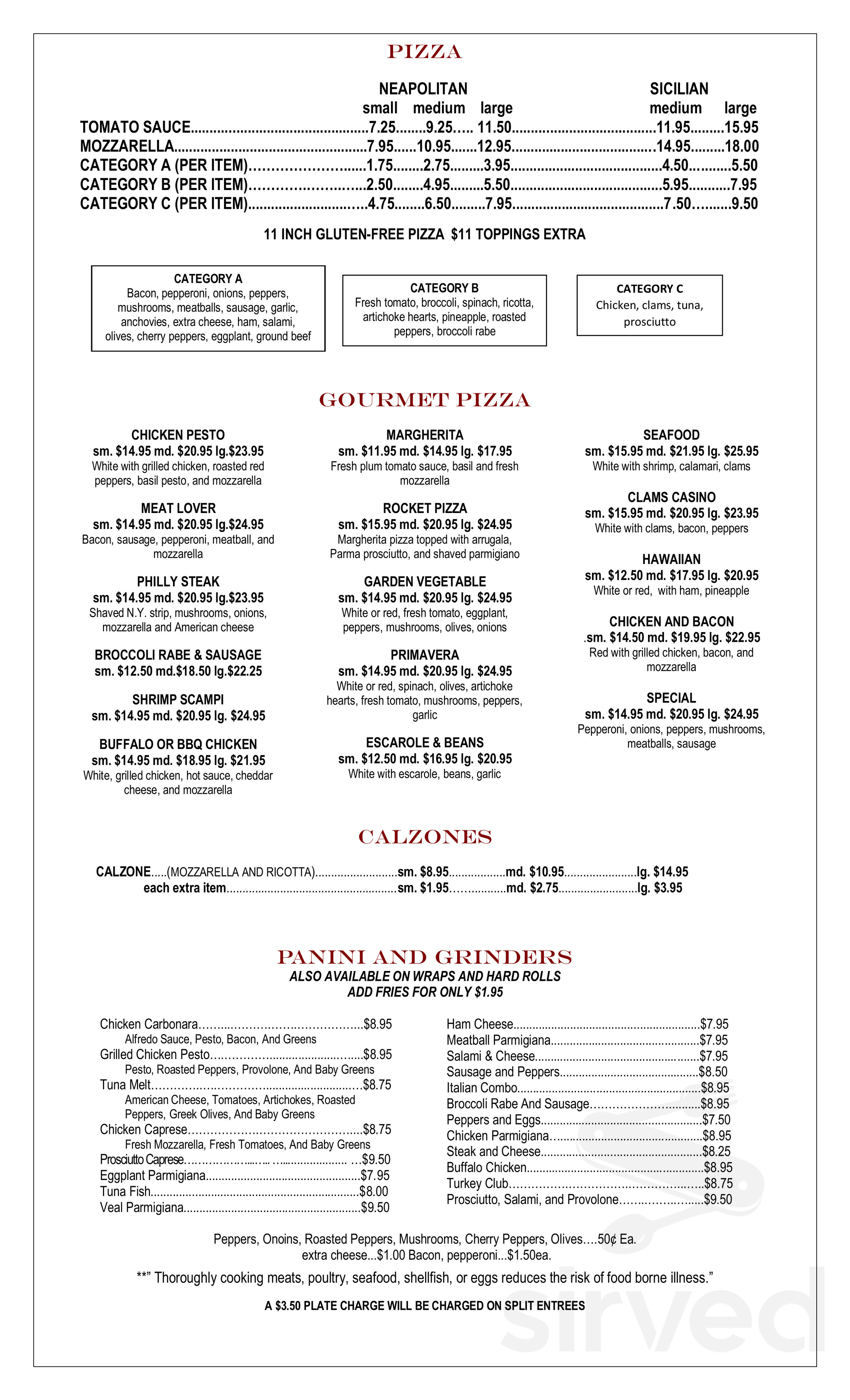 Menu for Aniello's Pizza and Italian Restaurant in East Haven ...