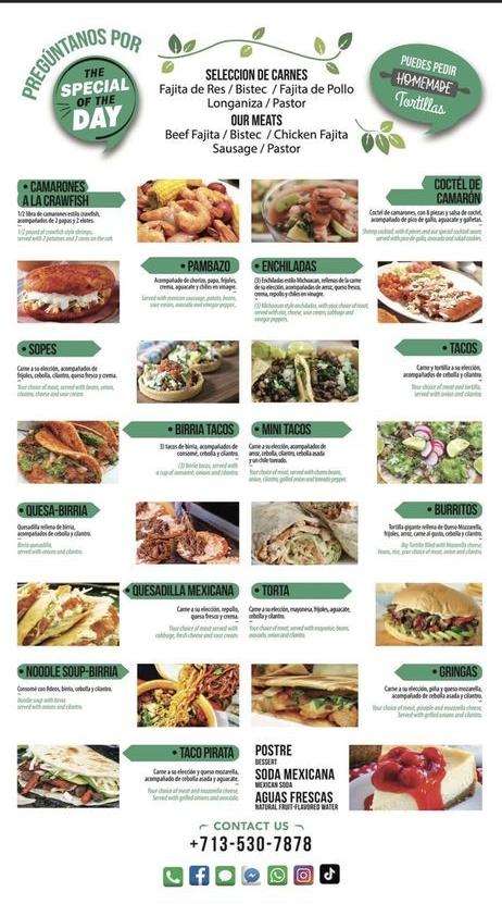 Mar y Tierra menu in Houston, Texas, USA