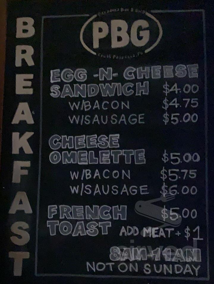 Menu for Pasadena Bar & Grill in St. Petersburg, FL | Sirved