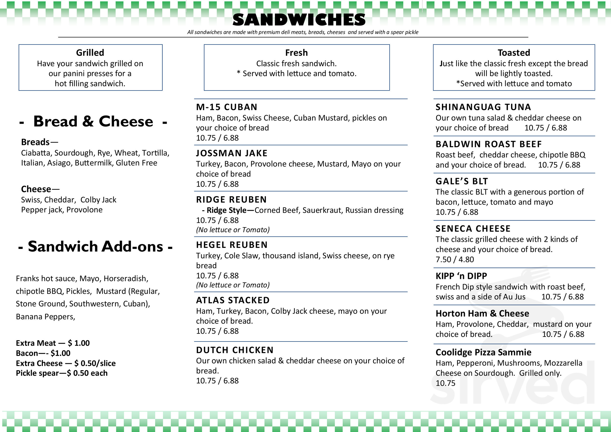 Neighborhood sandwich Shack menu in Goodrich, Michigan, USA