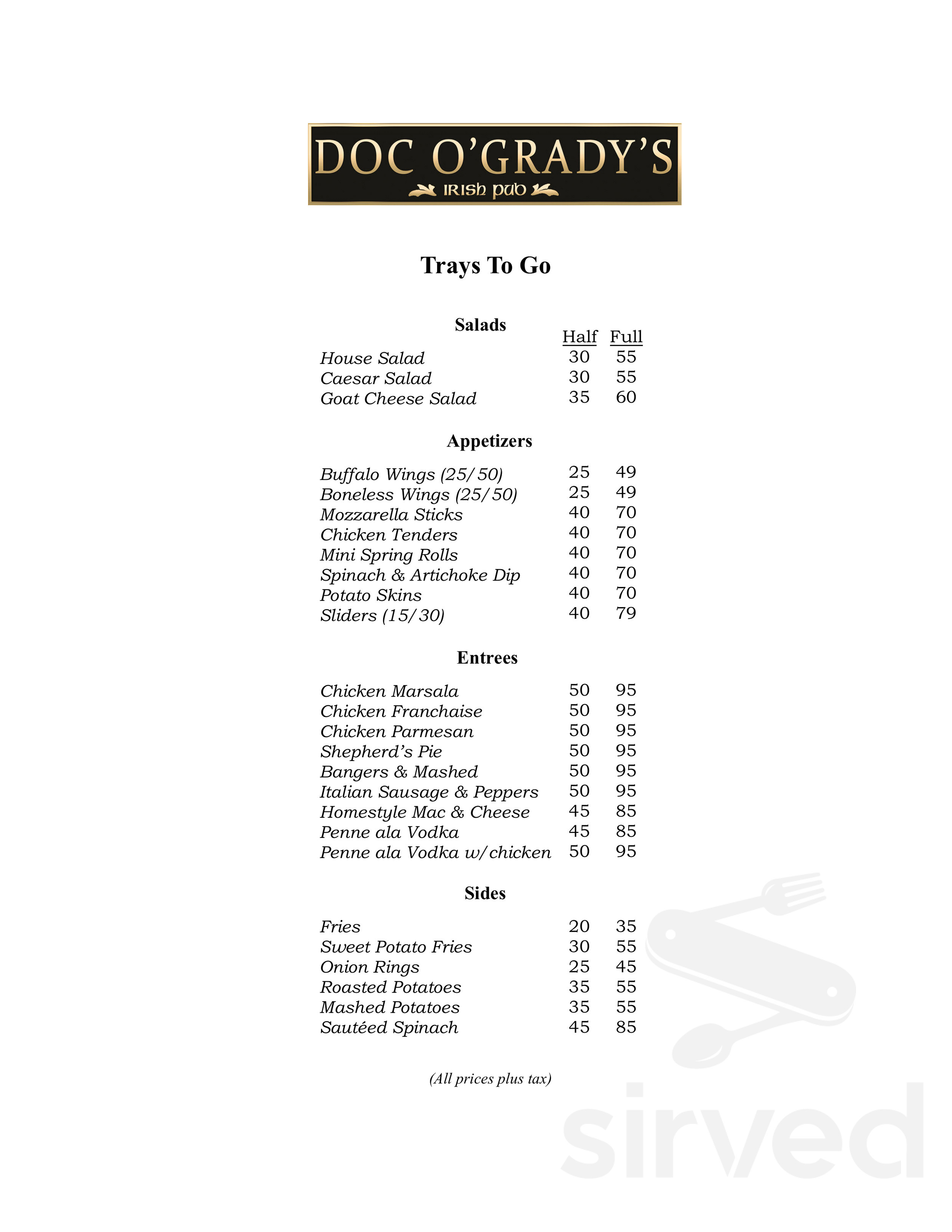 Doc O'Grady's menu in Garden City South, New York, USA