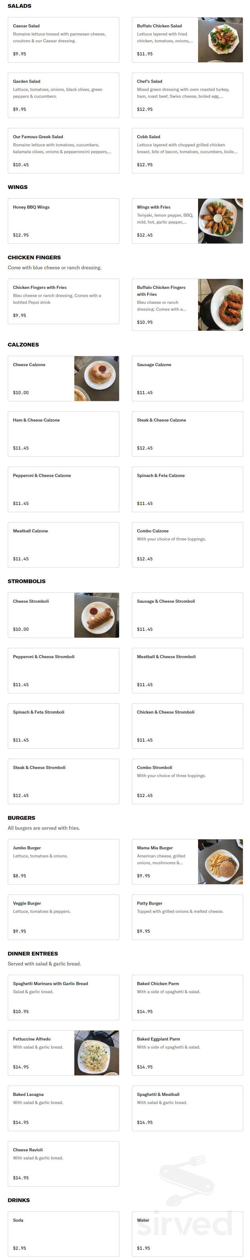 Mama Mia Pizza and Wings menu in Atlanta, Georgia, USA