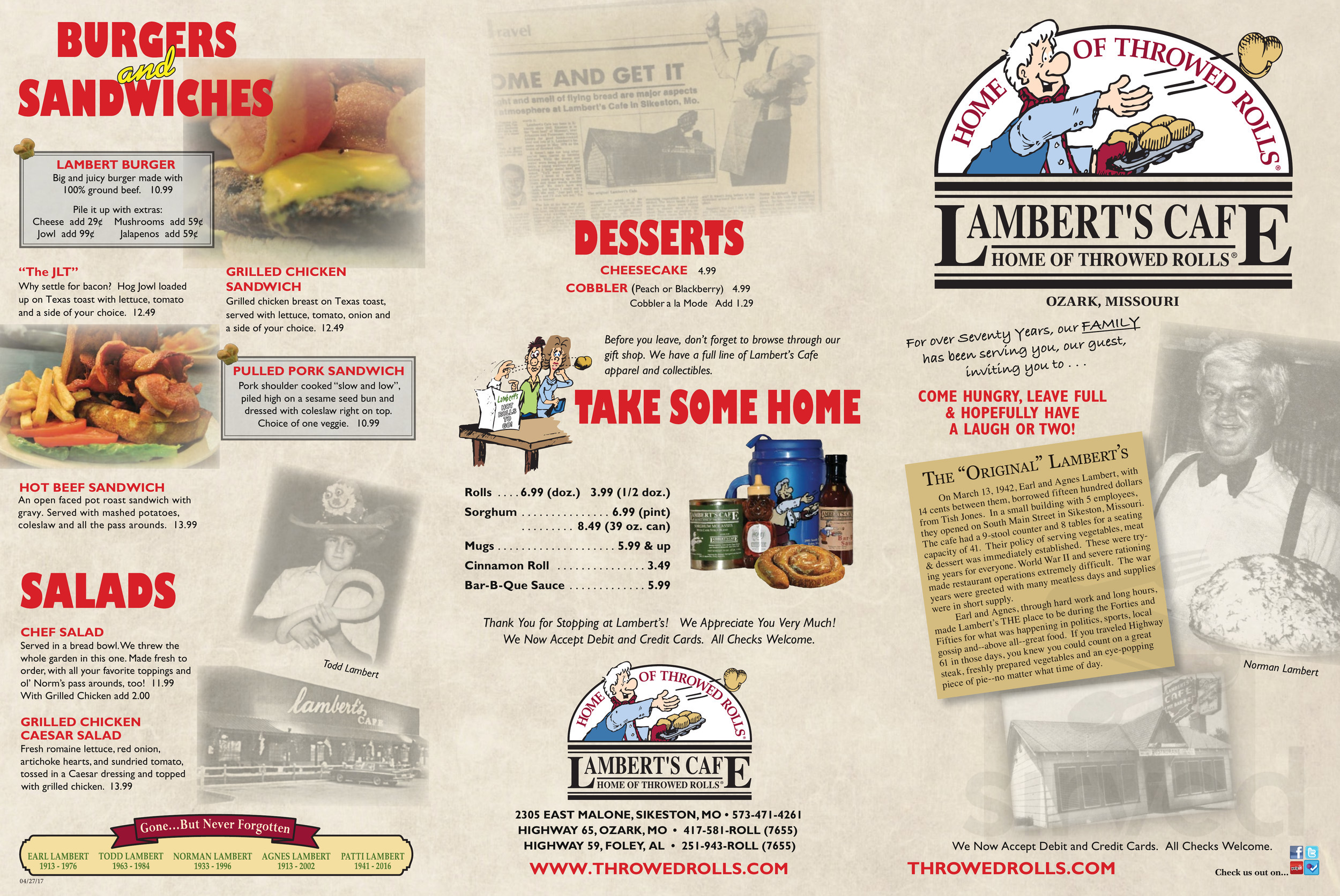 Lambert s Cafe Menu In Foley Alabama USA