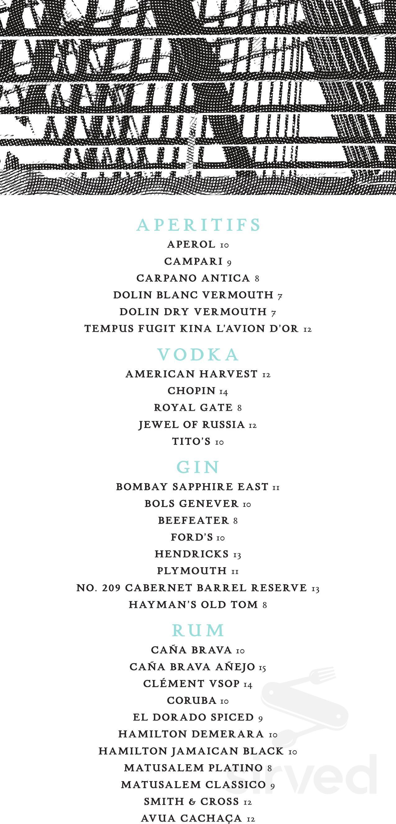 Truss & Twine menu in Palm Springs, California, USA