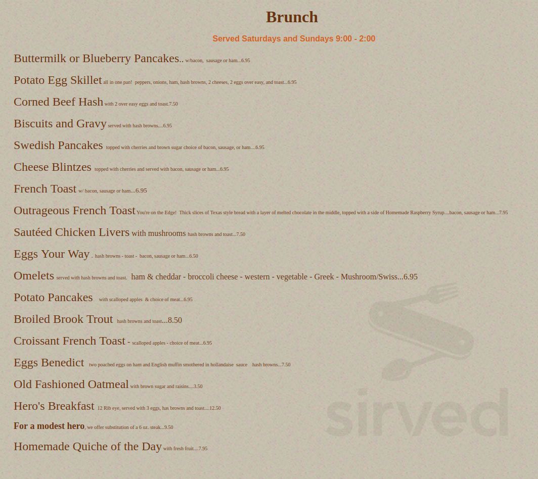 Hillside Restaurant menu in DeKalb, Illinois, USA