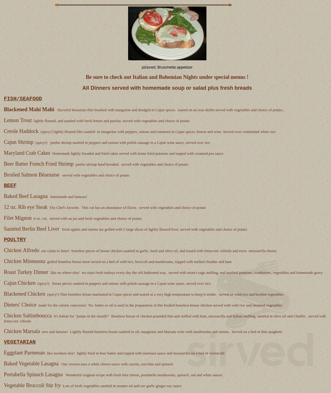 Hillside Restaurant menu in DeKalb, Illinois, USA